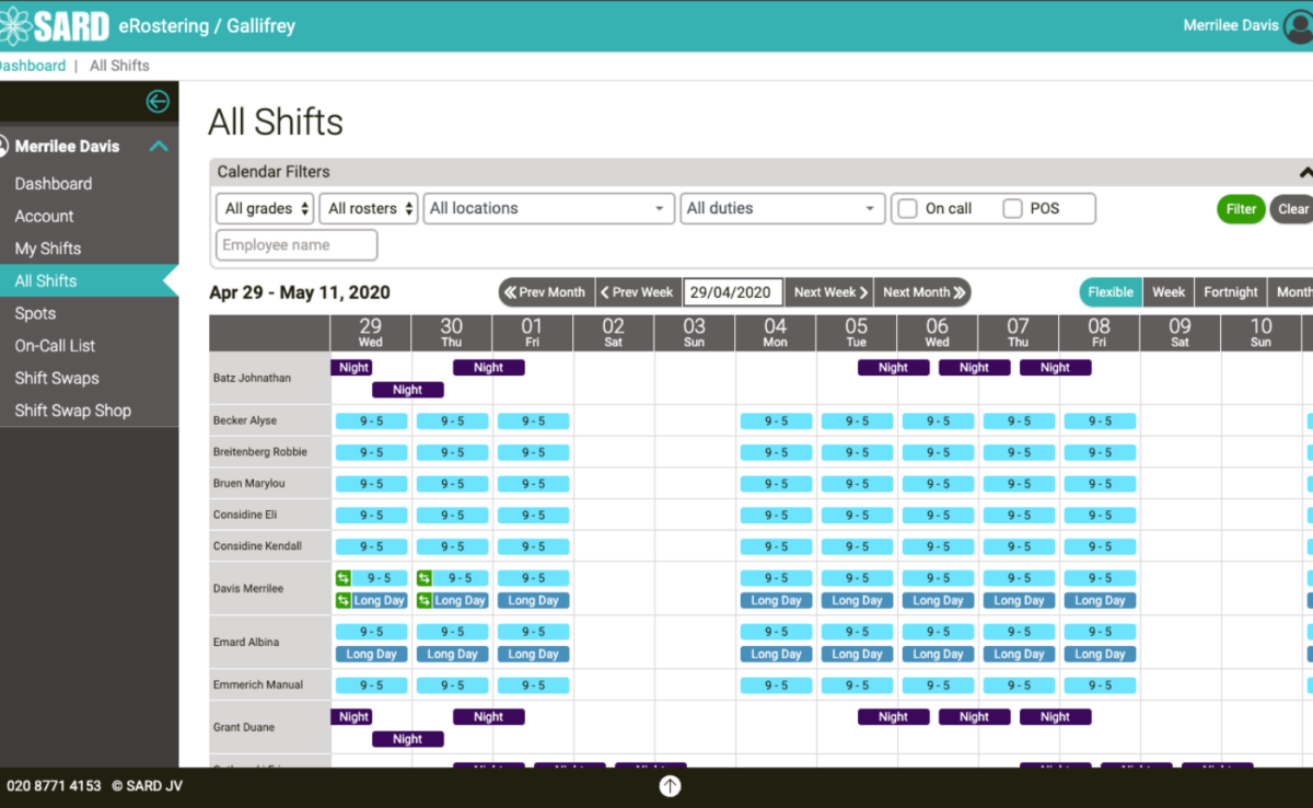 eRostering NHS | Workforce Management System | SARD