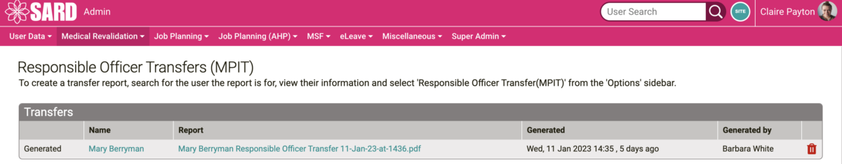 New feature – MPIT Form | SARD | NHS Staff Planning
